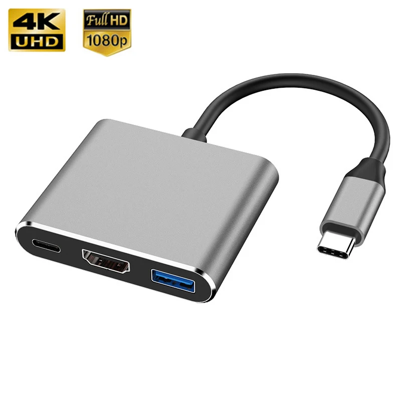 Hub 3 En 1 Usb 3.0 Type C Vers Hdmi, Station D'accueil, Adaptateur ...