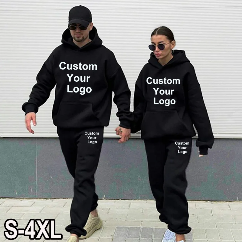 Custom Your Logo Hoodies Pants 2Pcs/Sets Sweatshirt Sweatpants Male ...