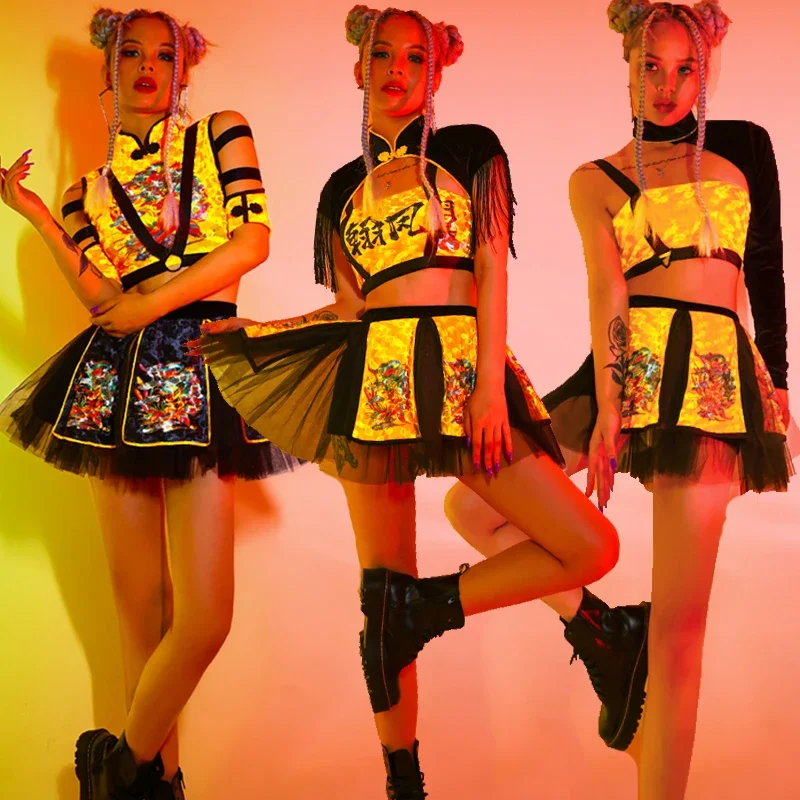 Jazz Dance Costume Adult Women Sexy Nightclub Gogos Dj Clothes Chinese ...