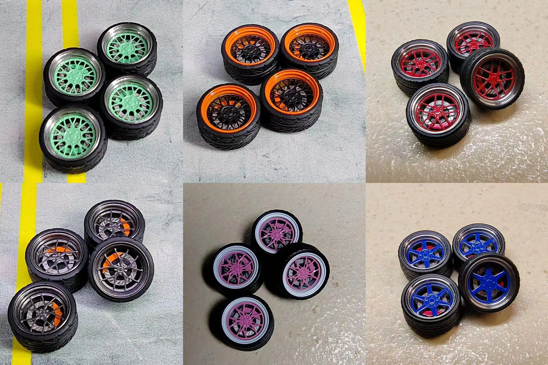 1-64-COOLCARIFUN-10-5mm-Metal-Wheels-Rubber-Tires-With-Bearing-Colored ...