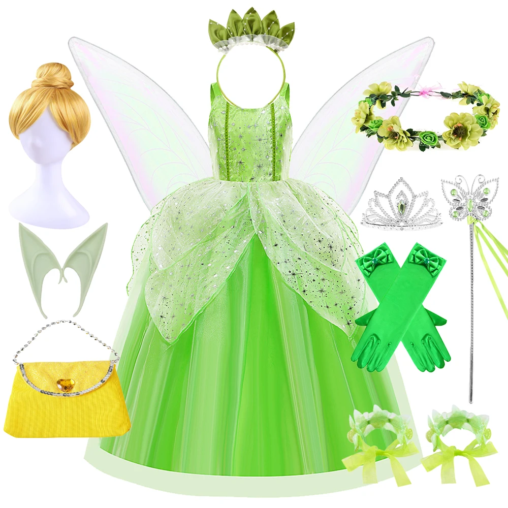TinkerBell-Girl-Princess-Dress-for-Girls-Costume-Kids-Cosplay-Green ...