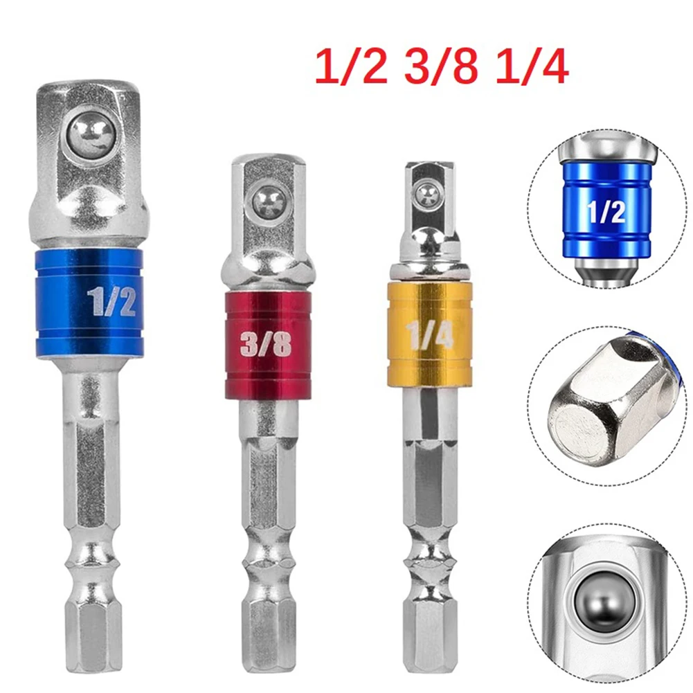 Shank-Drill-Socket-Adapter-1-4-3-8-1-2-Square-Socket-Drill-Bits-Set-Hex ...