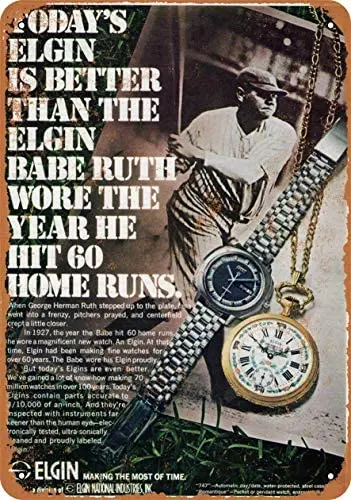 Metal-Vintage-Tin-Sign-1970-Elgin-Watches-Babe-Ruth-Metal-Tin-Signs ...