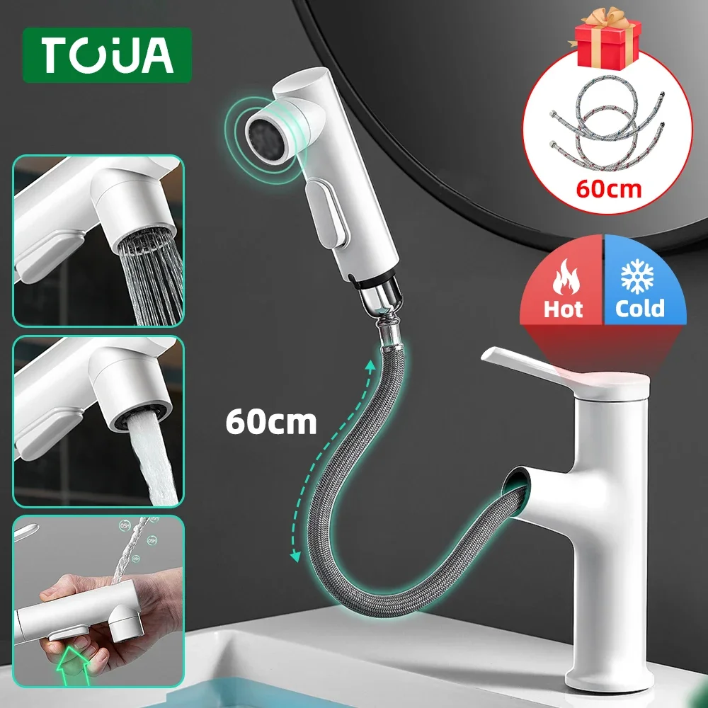 New-Pull-Out-Bathroom-Faucet-Single-Hole-and-Cold-Water-Tap-Slid-Mixer ...