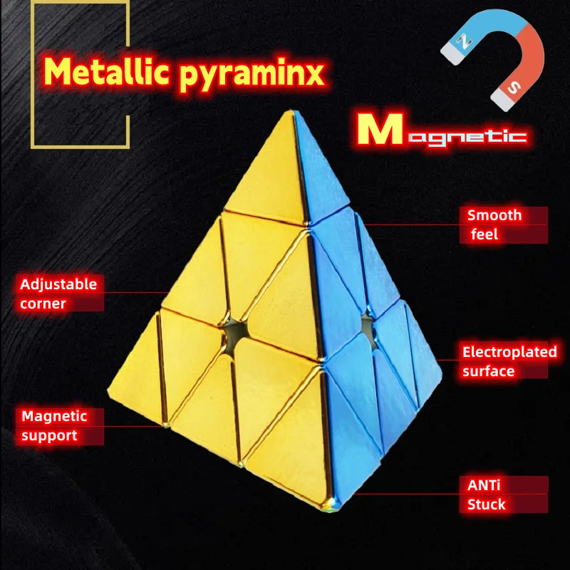 2023-Magic-Cube-Electroplate-Magnetic-Pyraminx-3x3-Metallic-Puzzle ...