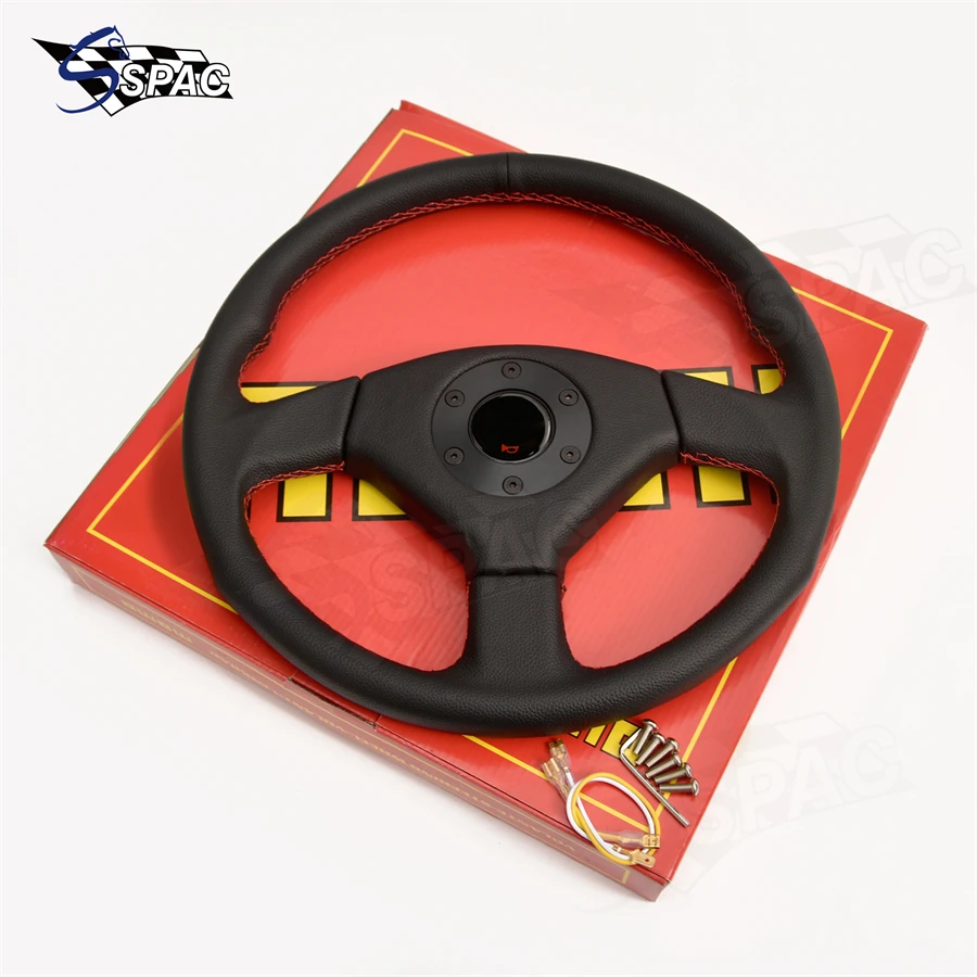 Steering Wheel Racing Competitive Fit Flat Leather Sport Car Steering ...
