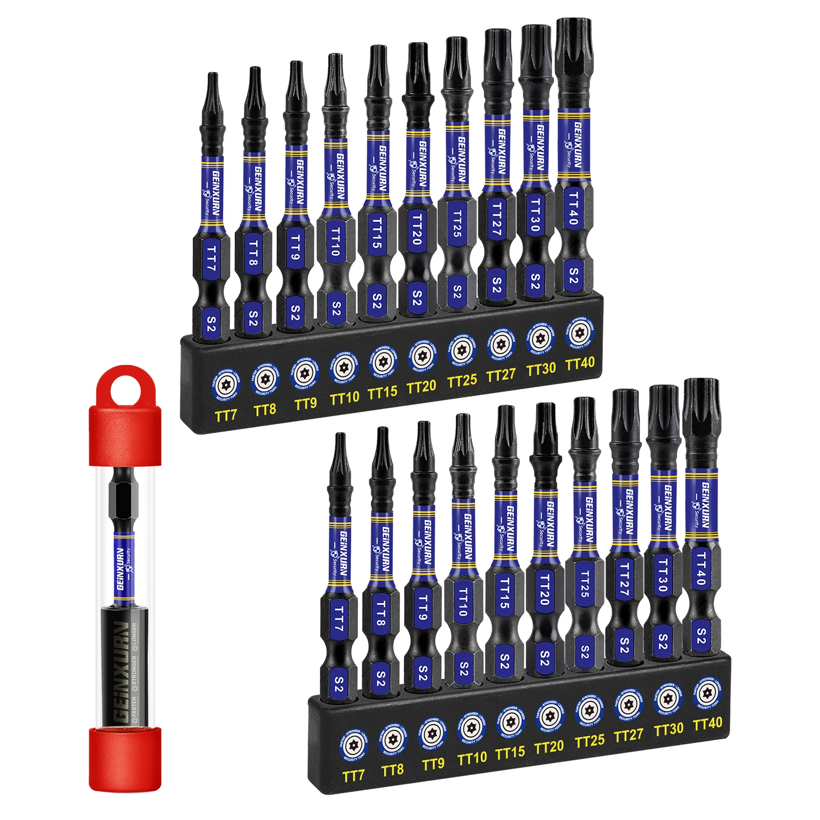Geinxurn 2 inch Impact Magnetic Security Torx Screwdriver Bit Set ,S2 ...