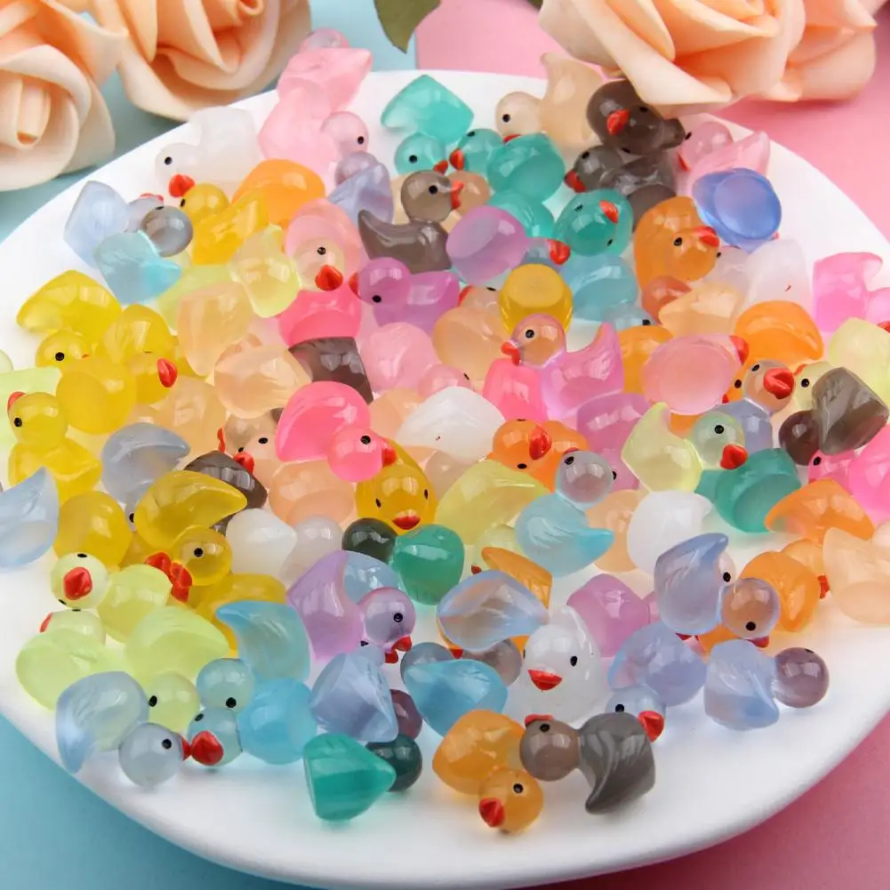 100pcs-colorful-Duck-Ornament-Miniature-Figures-Tiny-Duck-Resin ...
