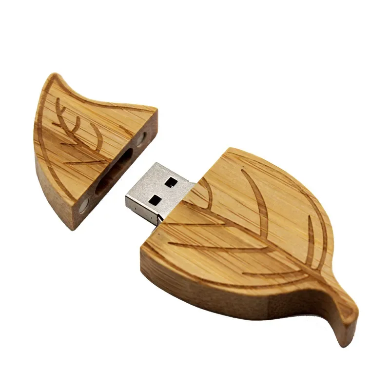 SHANDIAN-USB-2-0-natural-Wooden-leaf-simulation-golden-tree-leaves-usb ...
