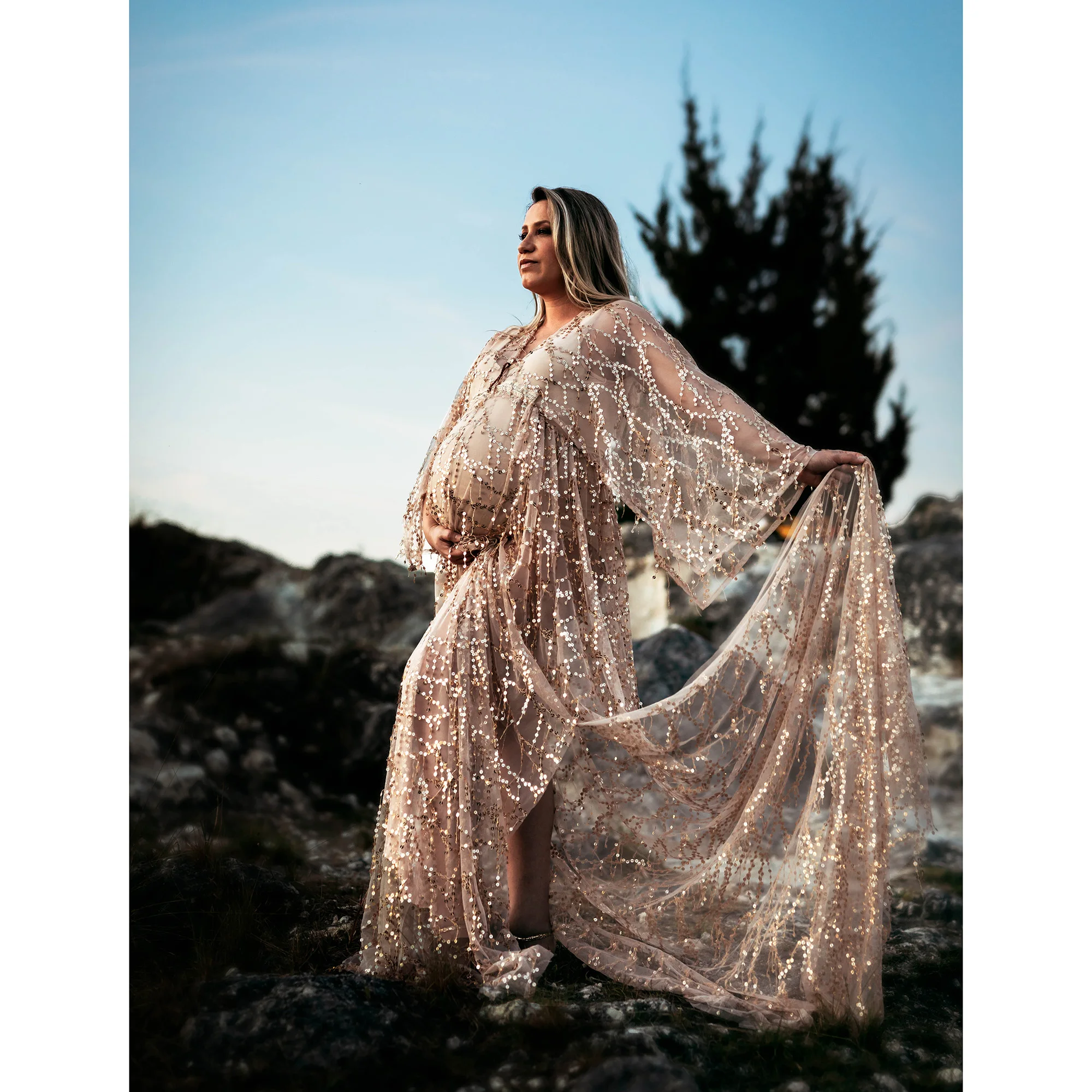 Don-Judy-Boho-Sparkly-Sequin-Maternity-Photography-Dress-Tulle-See ...