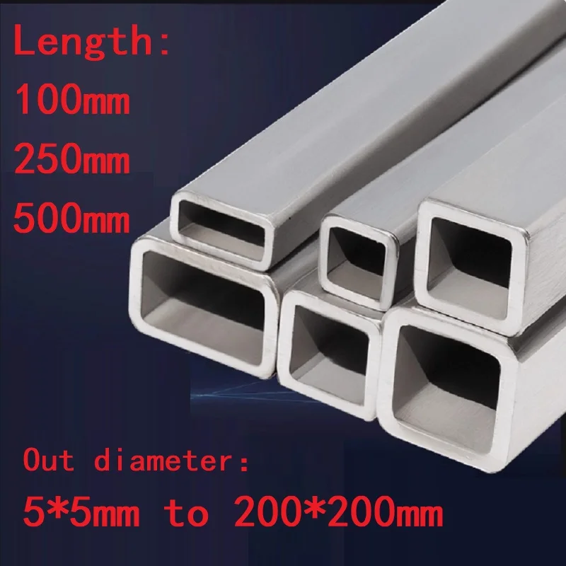 1PC 304 Stainless Steel Alloy Square Tube Pipe Rectangular Tubes Hollow ...