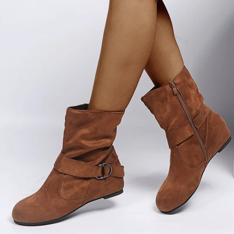 Fashion Women's Boots Suede and Calf Fashion Fall Low Heel Foot Cover ...
