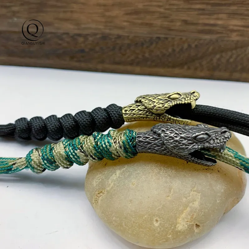 Rainforest pythons Boa Head Sculpture Brass Woven Lanyard Keychain ...