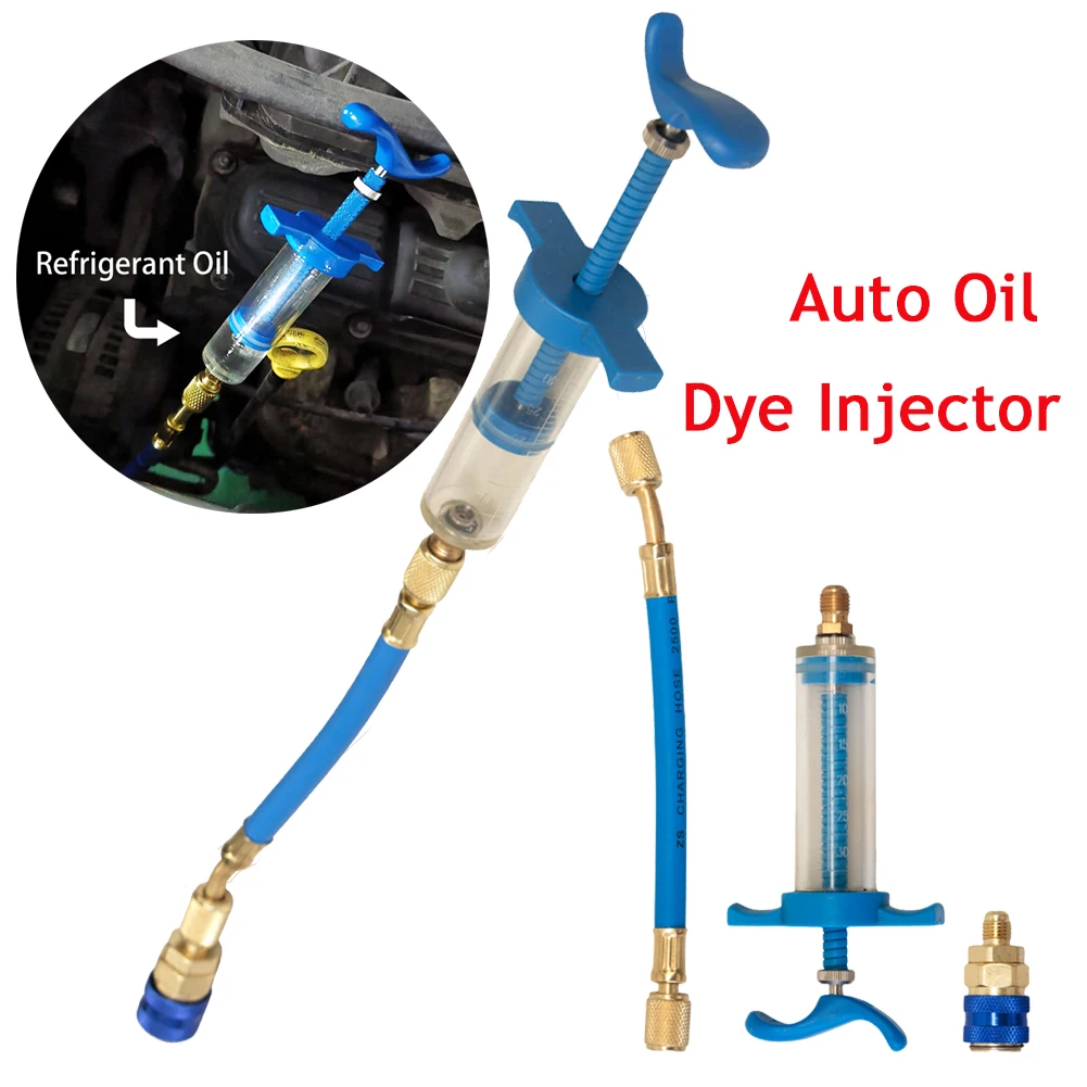 Auto-Oil-Dye-Injector-1Oz-Car-Oil-Injection-Tool-1-4-SAE-Refrigerant ...