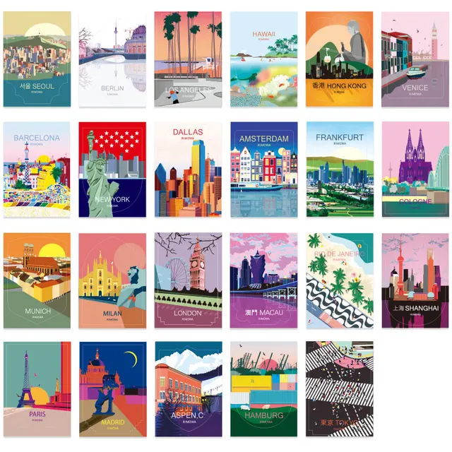 23 Pcs Cities Travel Stickers Aesthetic Big Size Stickers Sets Decals ...