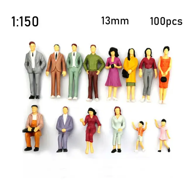 100pcs 1:100/1:150/1:75/1:50 Scale Plastic People Figures Model ...
