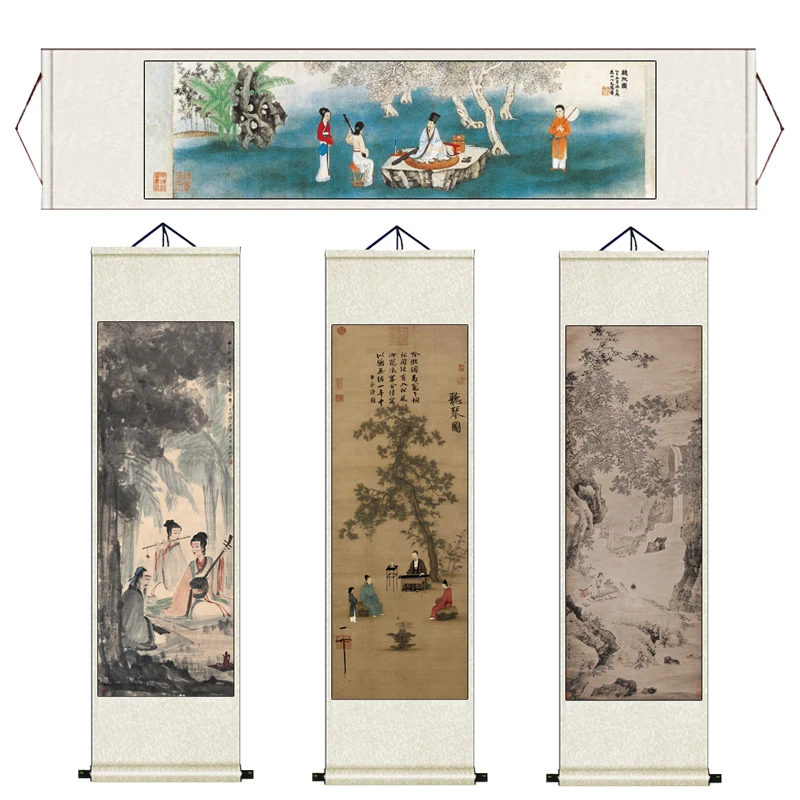 Vintage-Silk-Calligraphy-Hanging-Paintings-Feng-Shui-Decorative-Silk ...