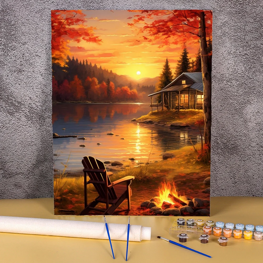 Sunset-Landscape-Painting-By-Number-DIY-Kits-On-Canvas-Oil-Picture ...