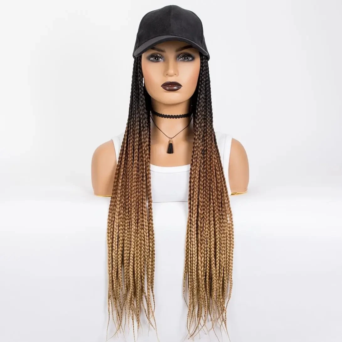 24inch-Ombre-Honey-Gold-Blond-Long-Braiding-Hair-Baseball-Cap-Hat-Wig ...