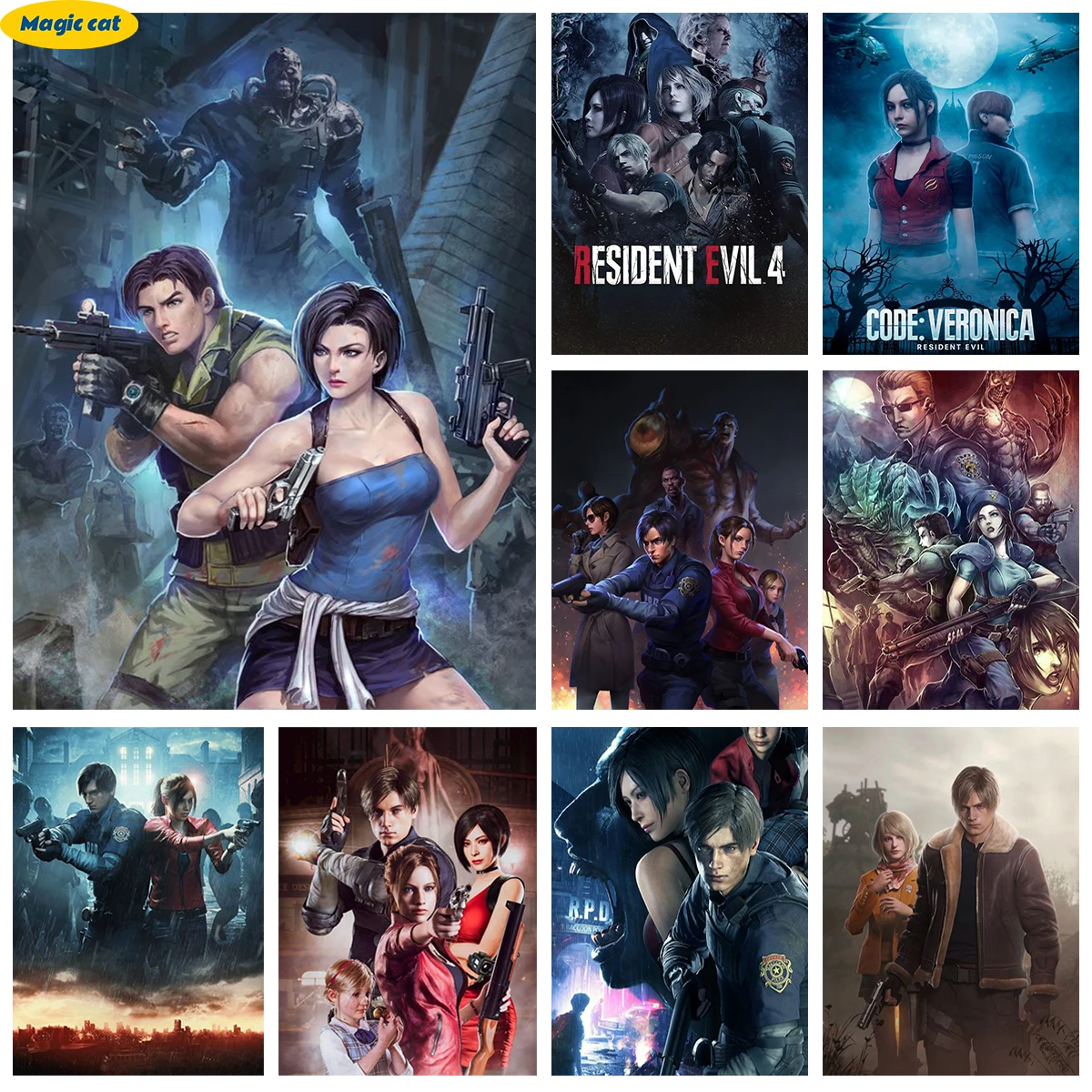 Horror-Shooting-Game-5D-Diamond-Embroidery-Resident-Evil-Game-Poster ...
