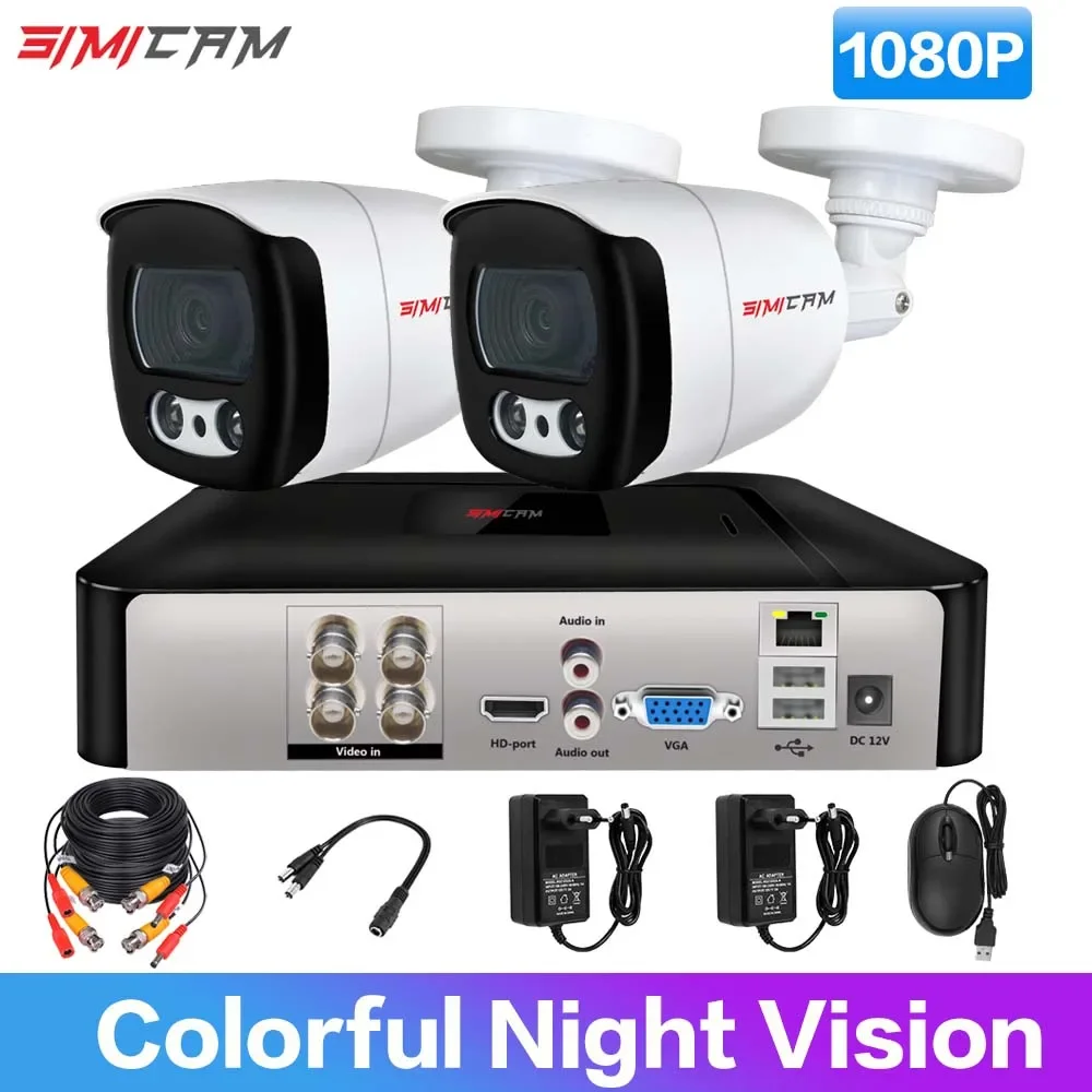 4CH-DVR-CCTV-Security-Cameras-System-2PCS-Bullet-1080P-2MP-Full-HD ...