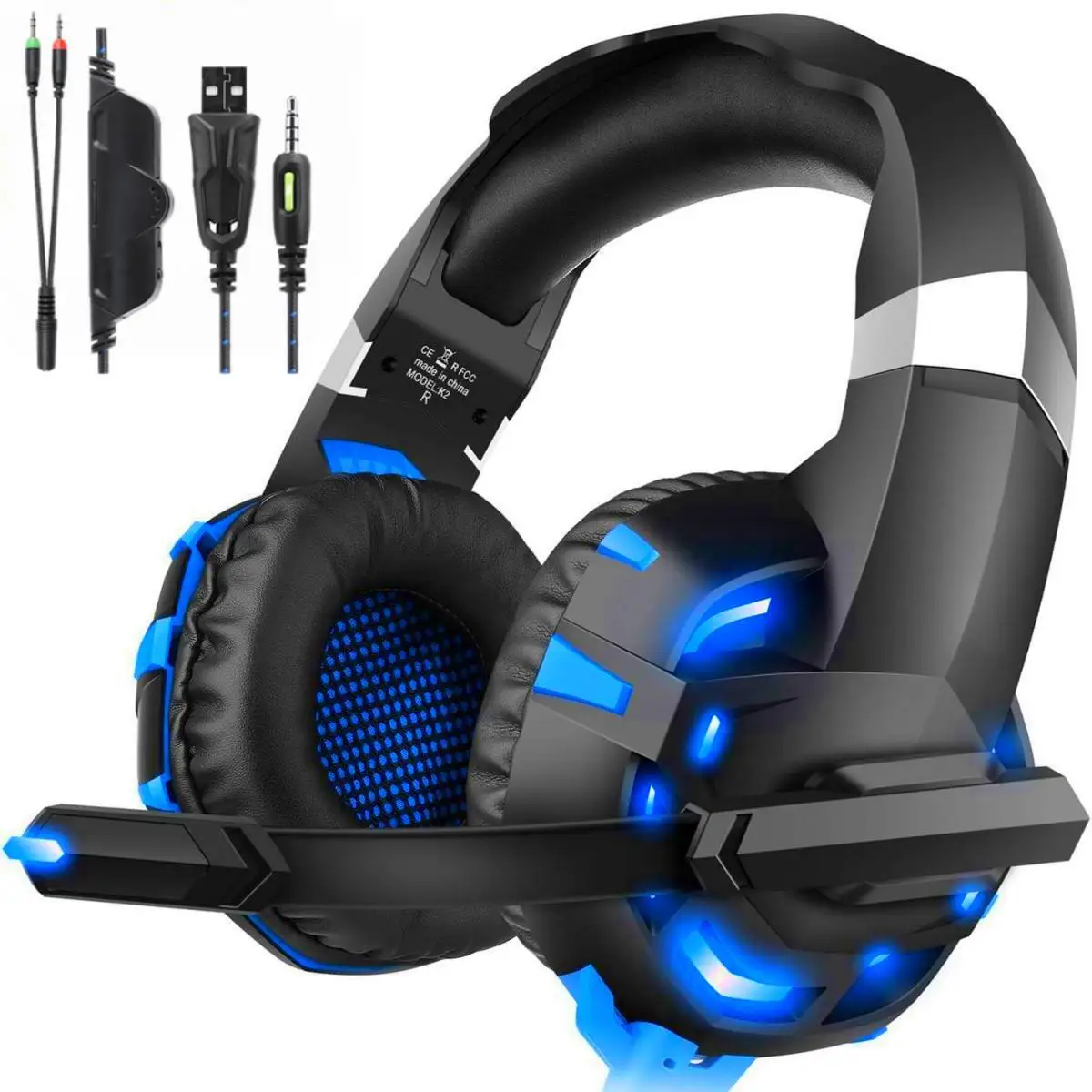 Noise-Isolating-Gaming-Headset-Overear-Headphones-com-Mic-Controle-de ...