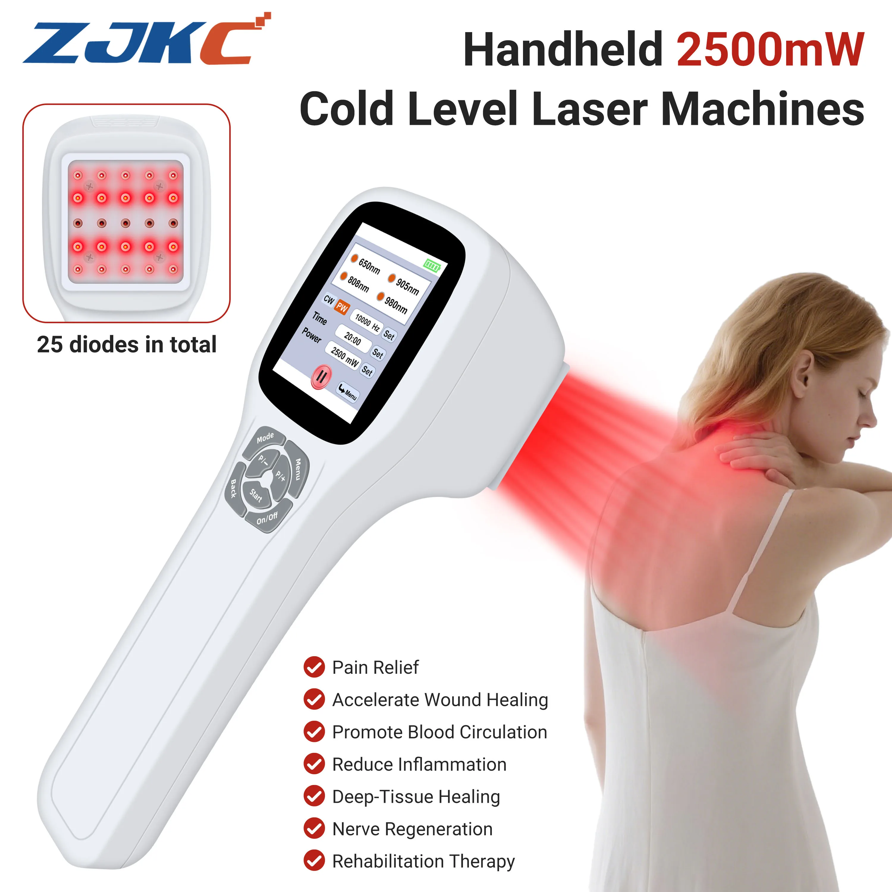 ZJKC Medic 650nm 808nm 905nm 980nm Luz roja y infrarroja Fisioterapia ...