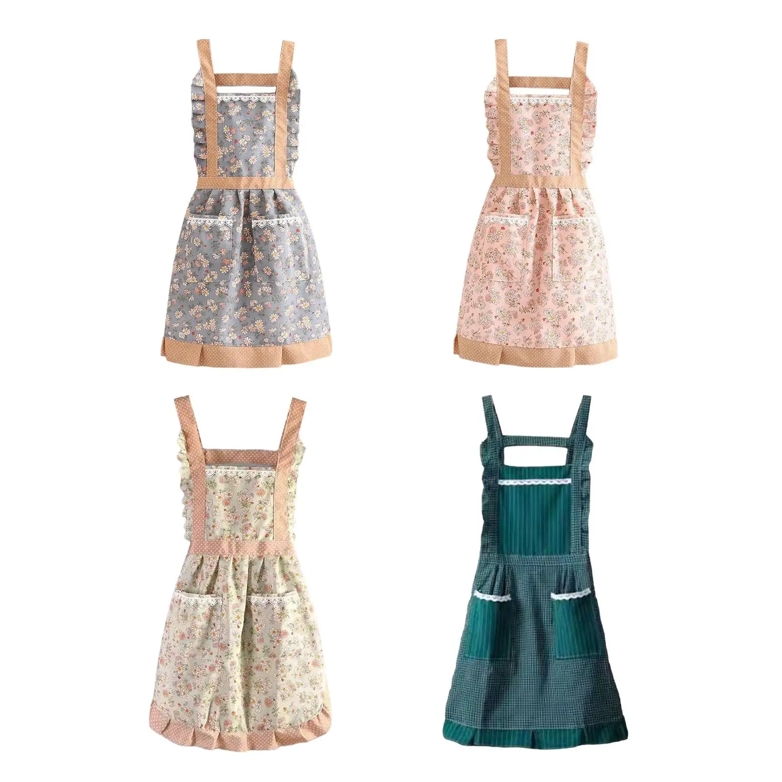 Serving-Apron-Breathable-with-Two-Pockets-Stain-Resistant-Multiuse ...