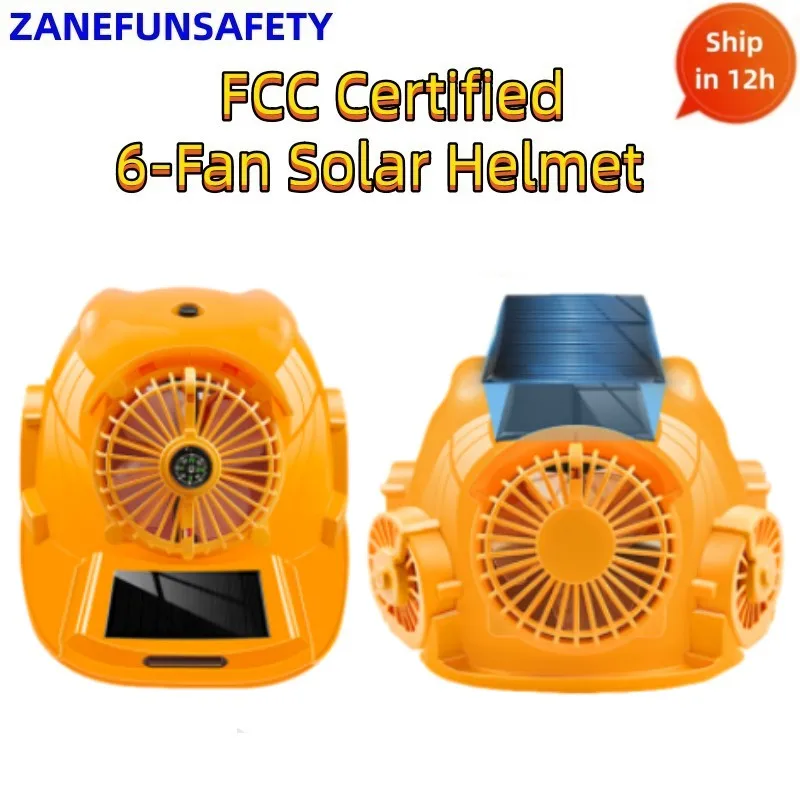 FCC Certified ABS Helmet With 2 Solar Panels 6 Fans Air Condition ...