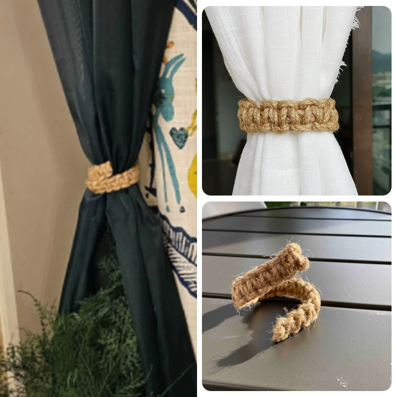 Curtain Holder Retro Jute Curtain Tieback Twist Knotted Curtain Strap ...