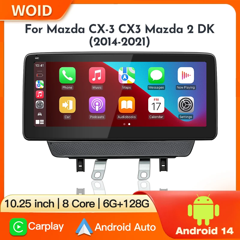 マツダ CX-3 CX3 マツダ2 DK 2014-2021 Android 14 カーラジオ ビデオプレーヤー ナビゲーション GPS ...