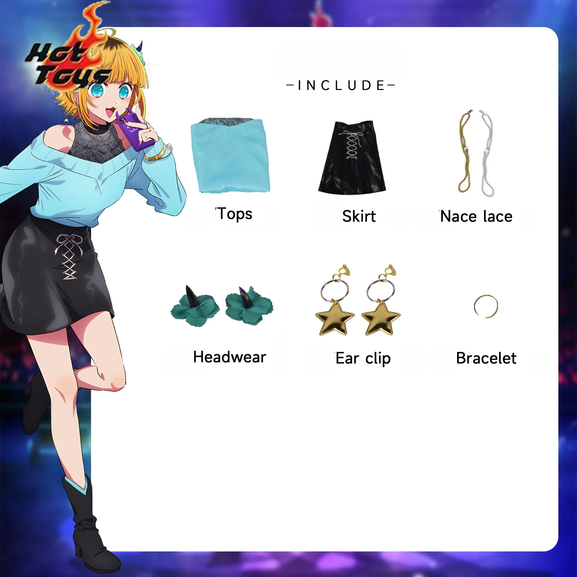 Anime Mem Cho Cosplay Anime Oshi No Ko Costume Skirt Blonde Hair ...
