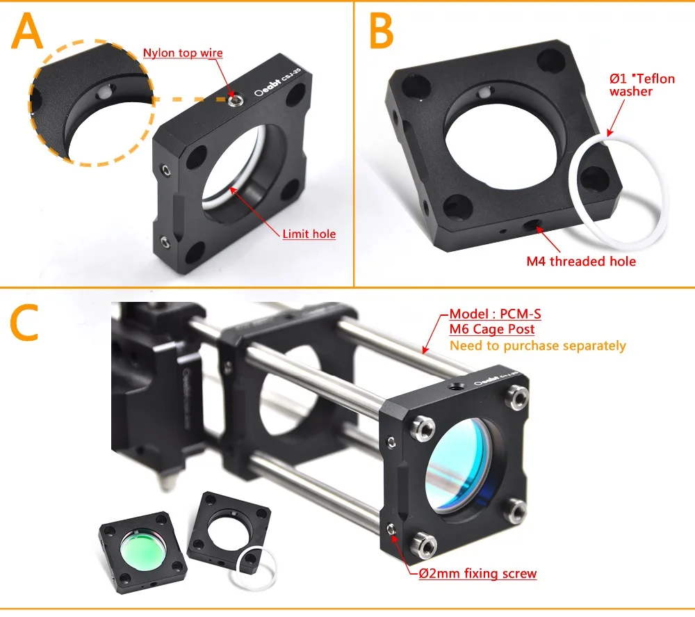 Laserland CSJ-25 Cage Plate Mounting Frame 30mm Cage System Standard ...