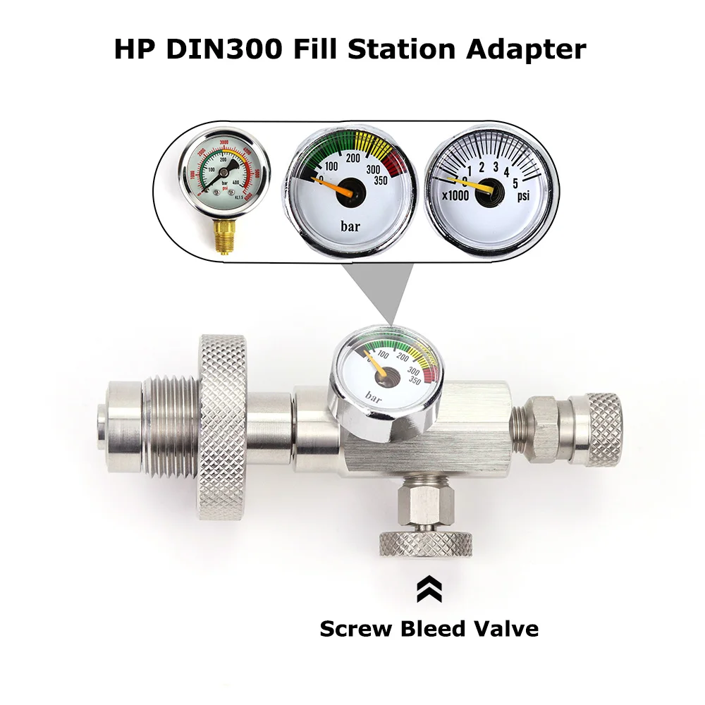 Diving HPA Din300 Fill Station 5/8BSP G5/8 Refill Charging Adapter Big Bottle To Small Bottle ...
