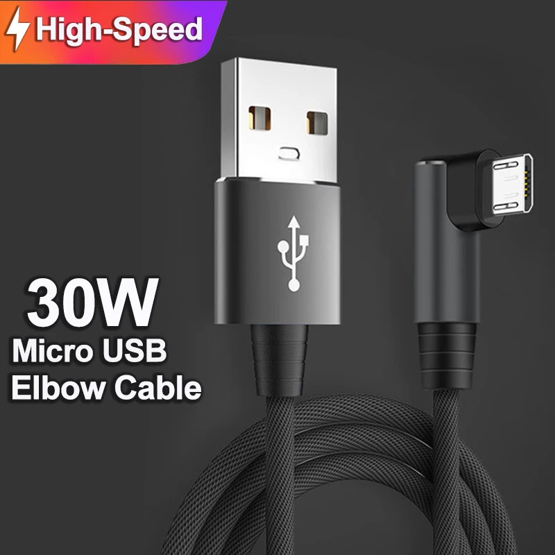 3A-Overlength-Fast-3M-Micro-USB-Elbow-Soft-Weave-Charging-Cord-For ...