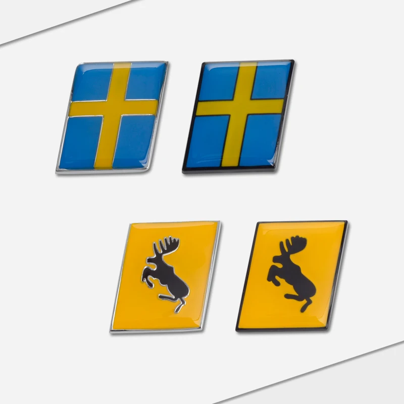 For-Saab-Volvo-Prancing-Moose-Swedish-Flag-Elk-Body-Emblem-V60-V90-XC40 ...