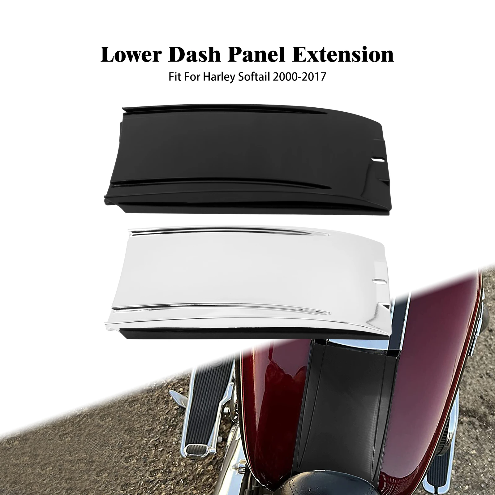 Motorcycle Lower Dash Panel Extension Plate Black Chrome For Harley ...