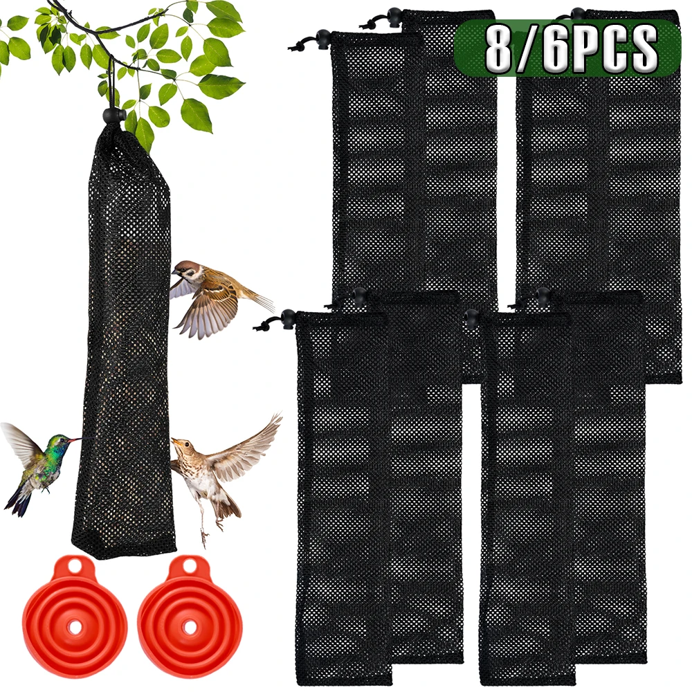 8-Pcs-Durable-Finch-Sock-Feeder-Reusable-Mesh-Bird-Feeding-Bag-Thistle ...