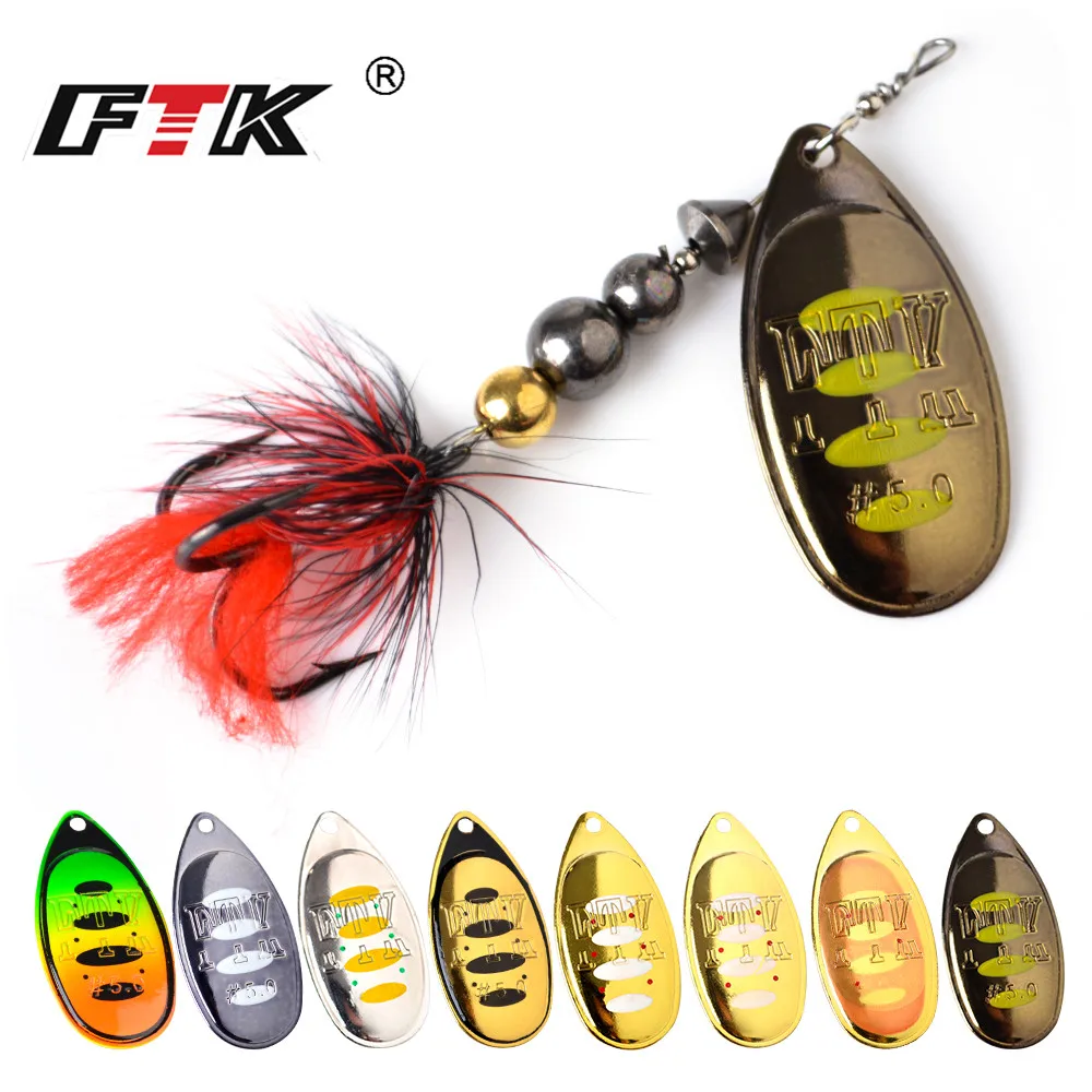 FTK Fishing Lure Spoon Spinner Bait 1pc 12g 18g Feather Saltwater Lure ...