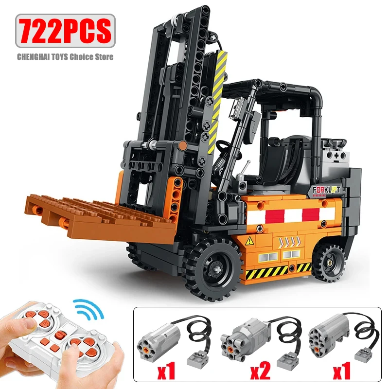 722PCS-Remote-Control-Forklift-MOC-Model-Building-Blocks-Engineering ...