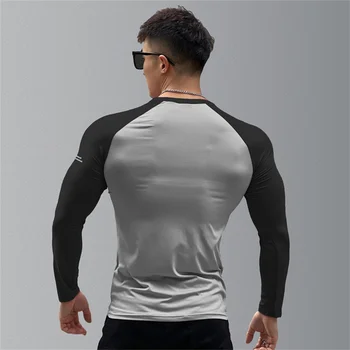 Patchwork Long Sleeve Men's Fitness & Workout T Shirt - Men's Fitness Apparel, Men's Sports ...