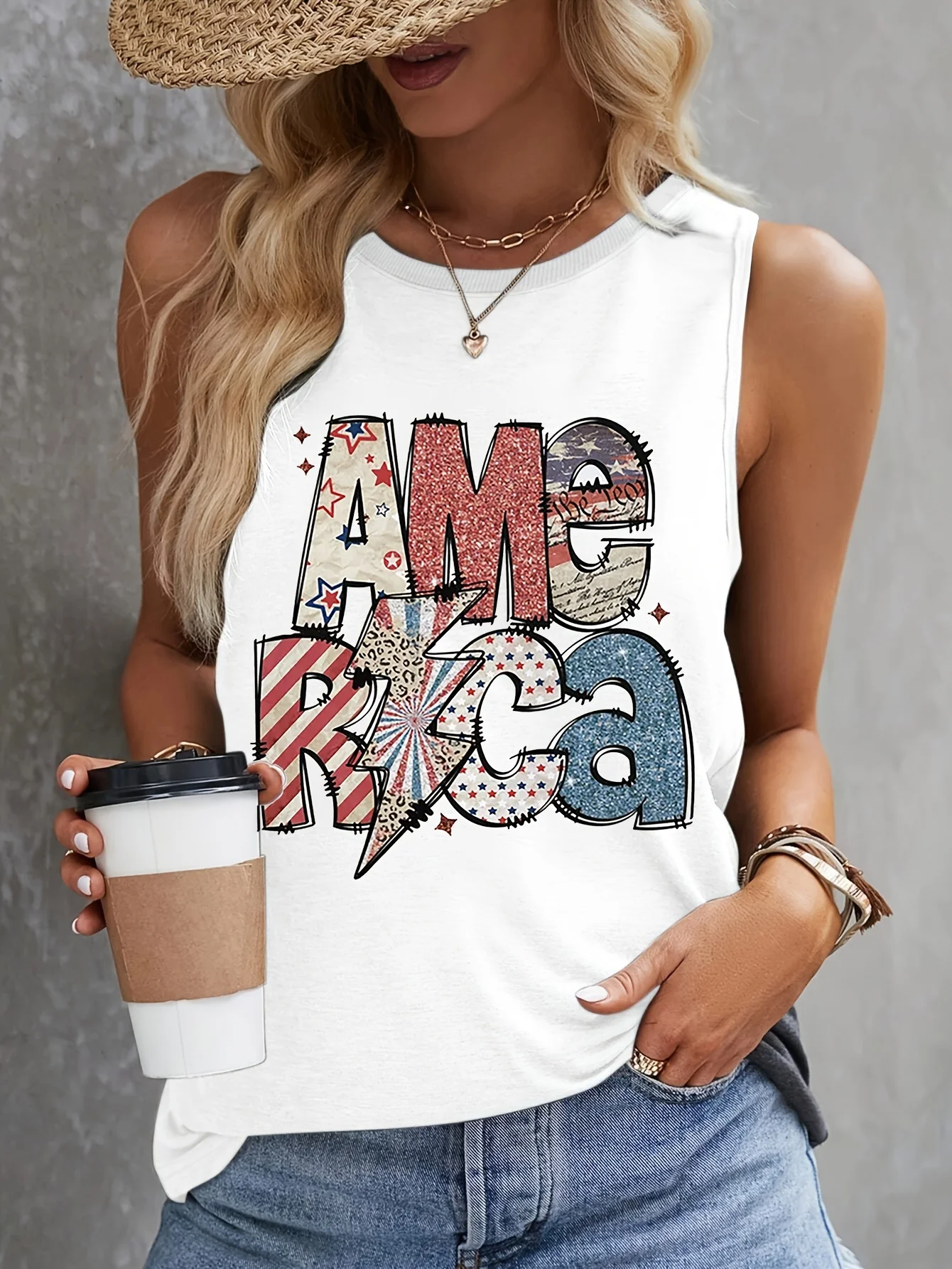 Letter-Print-Tank-Top-Sleeveless-Casual-Top-For-Summer-Spring-Women-s ...