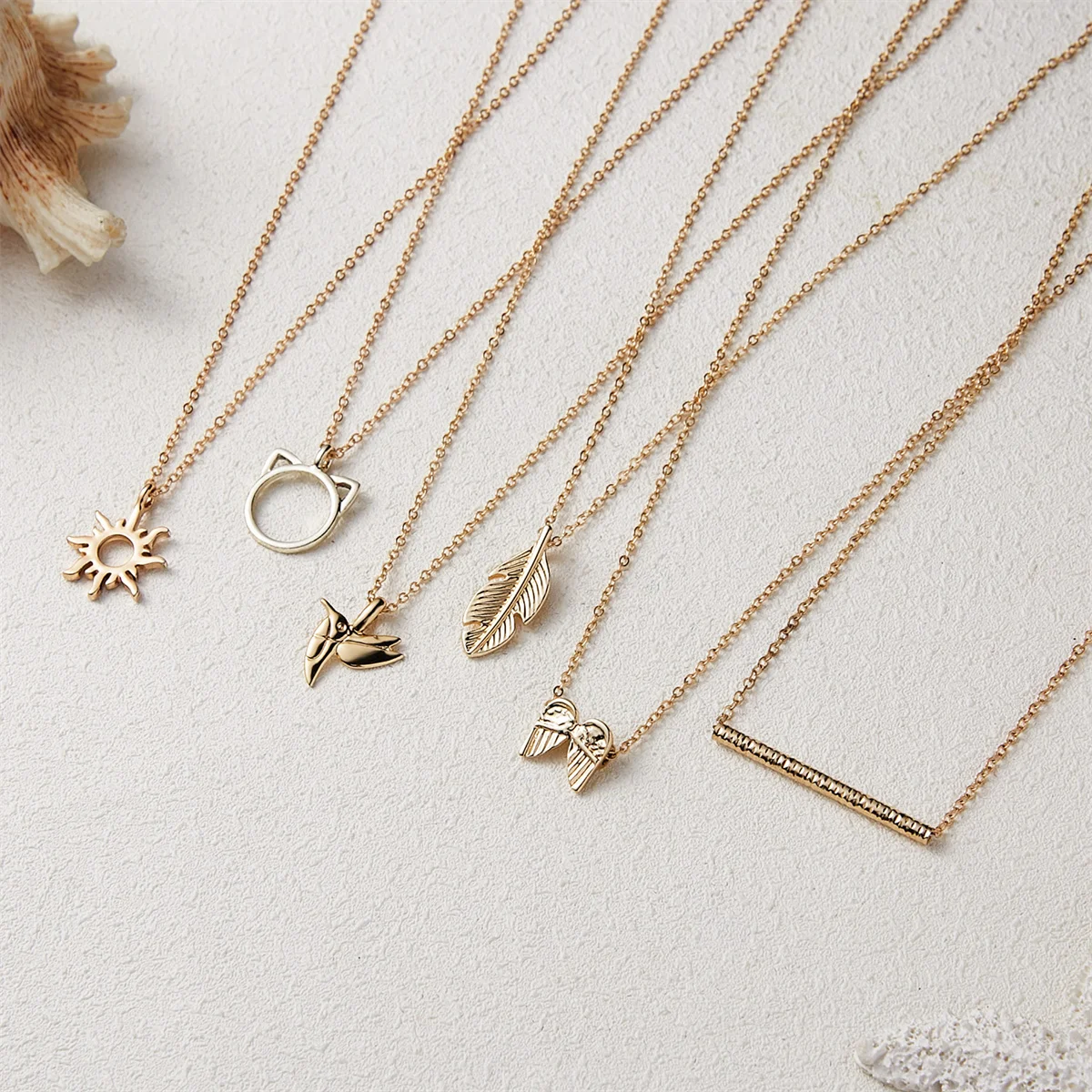 Fashion Simple Gold Color Chain Necklace Cute Cat Bird Sun Leaf Angel Wings Pendant Necklace for Women Party Jewelry Accessories AliExpress