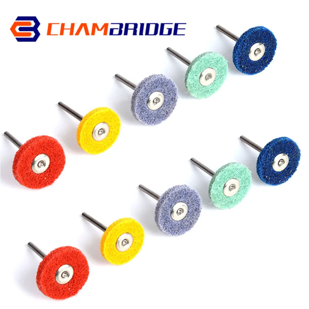 5-10Pcs-25mm-Nylon-Fiber-Polishing-Head-180-3000-Grit-Buffing-Pad-With ...