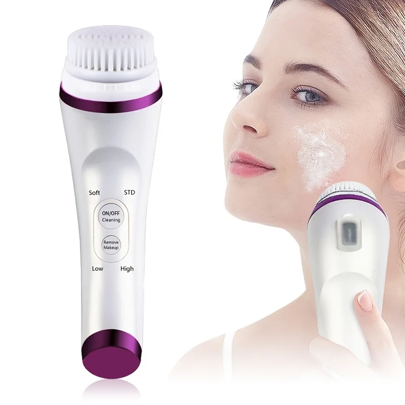 Electric-Facial-Cleansing-Brush-Rechargeable-Heated-Makeup-Remover-Face ...