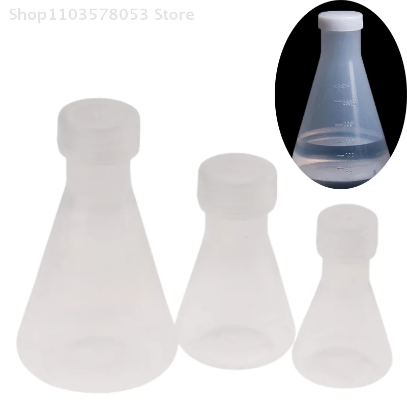 50-1000ml Conical Flask With Cap And Scale, Lab Plastic Erlenmeyer ...