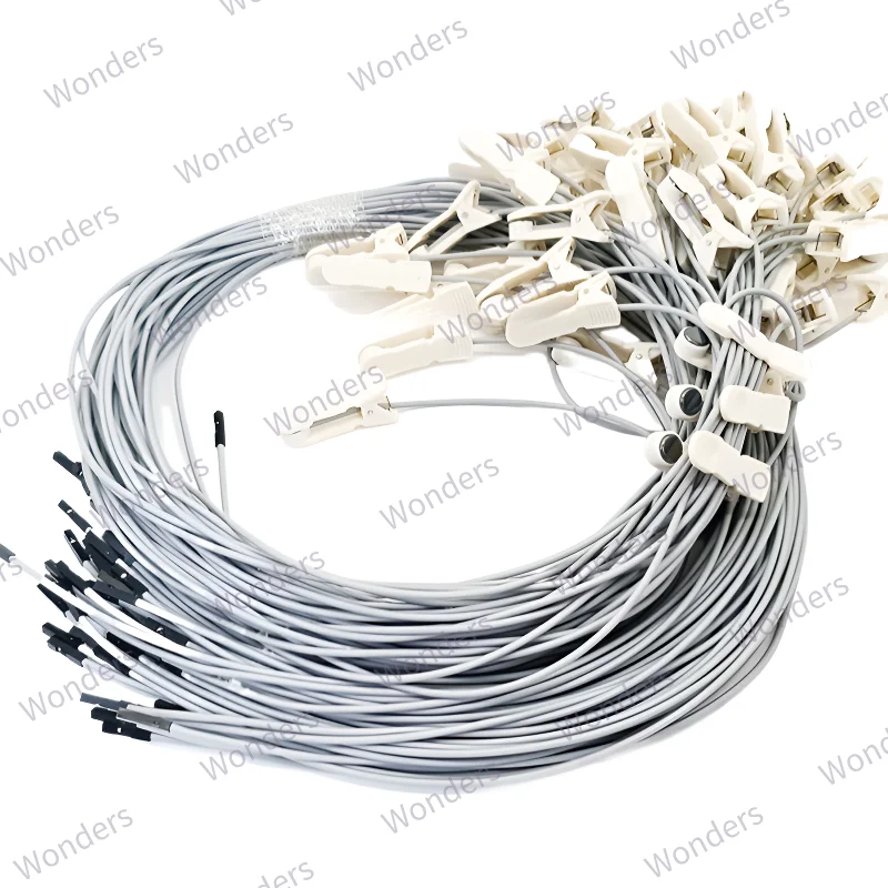 EEG Ear Clip Electrode Lead Wire Shielded Silver Chloride 1m Dupont ...