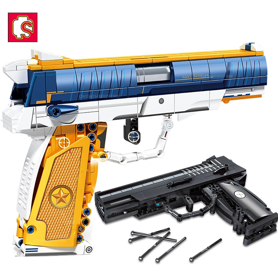 SEMBO 453PCS Boy Military Weapon Glock Gun 92 Automatic Pistol Model ...