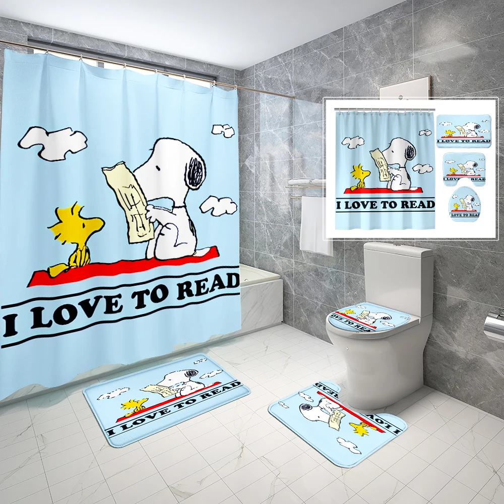 1-4Pcs-70-70inch-1-4pcs-Snoopy-Cute-Cartoon-Waterproof-Shower-Curtain ...