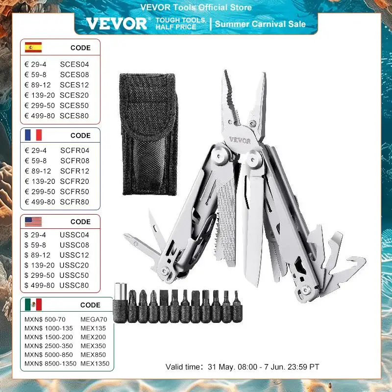 VEVOR-16-17-In-1-Multitool-Pliers-Multi-Tool-Pliers-Cutters-Knife-Scissors-Ruler-Screwdrivers ...